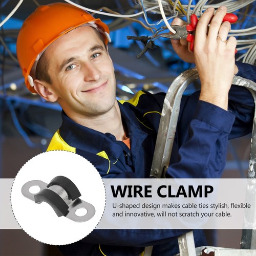 20 Pcs Clips Rubber Insulated Metal Clamp Wire Holder Clip Steel Cable ...