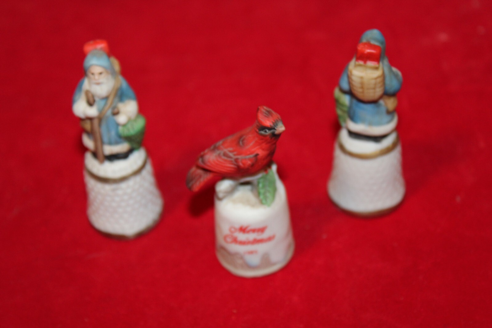 Lot of 3 Christmas Thimbles Enesco Cardinal & Shepherds | eBay