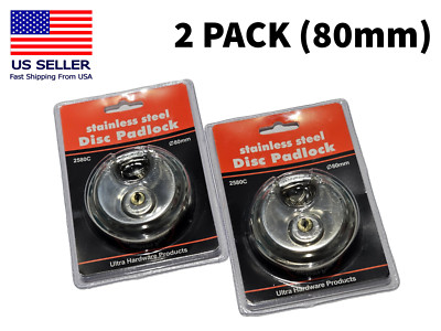 2 Pack 80mm Stainless Steel Armor Trailer Round Padlock / Shielded ...