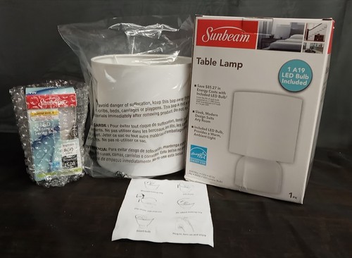 Sunbeam WHITE Table Lamp with LED Bulb Included Brand New 629312317233 ...