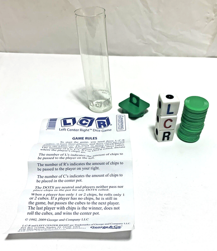Family Night ~ LCR ~ Left Right Center ~ Dice Game ~ GREEN ~ W ...