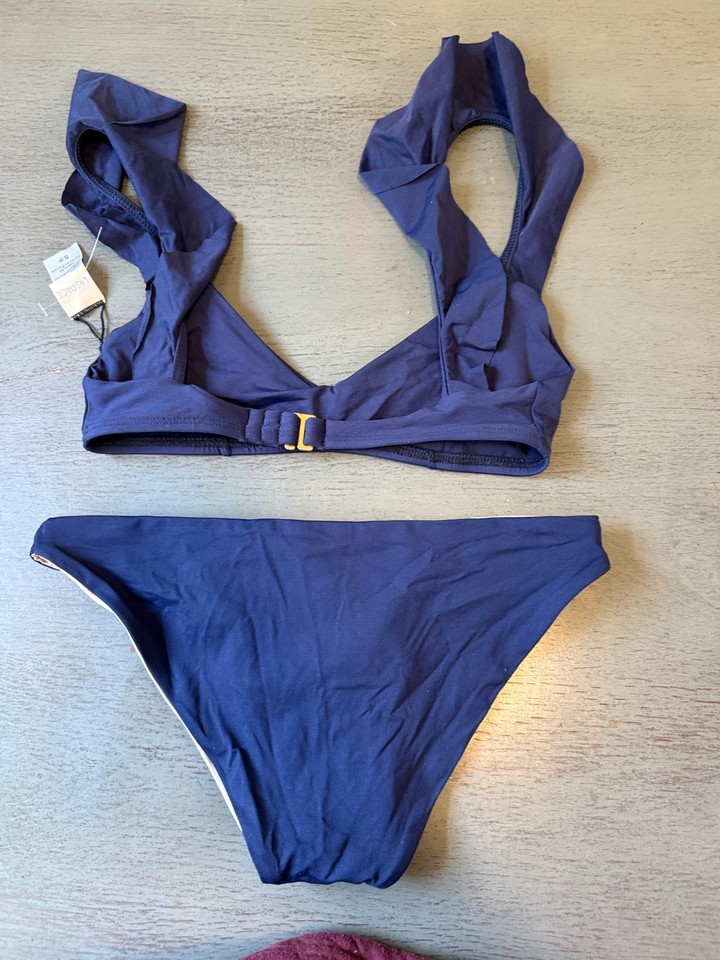 NEW blue L SPACE two piece swimsuit bikini size small | eBay
