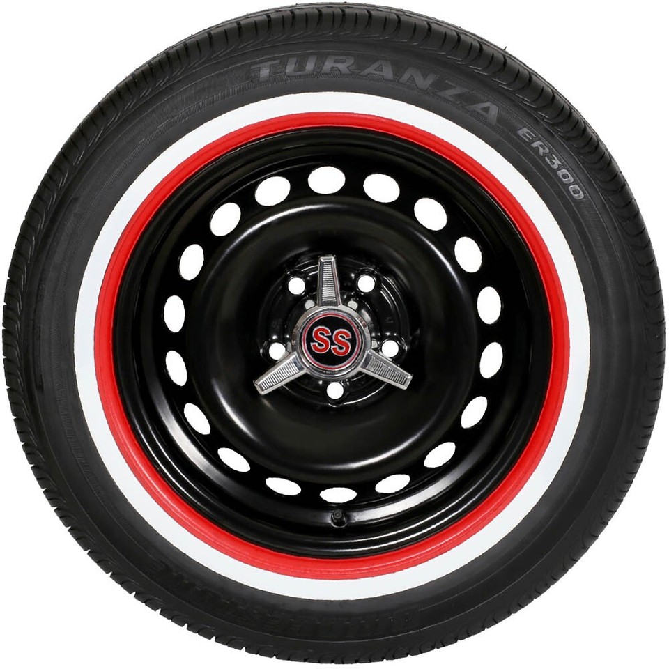 14" Red White Band portawall Tire insert trim set Fits; Mercedes w108 ...