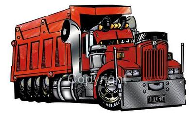 Dump Truck Hauler Kenworth Big Rig Cartoon T-Shirt #9066 automotive art ...