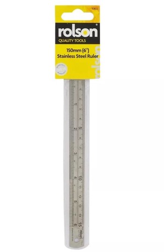 150mm Stainless Steel Ruler - Rolson Metal Rule Builders Decorator ...