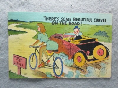 There's Some Beautiful Curves On The Road, Comic Postcard 1948 | eBay