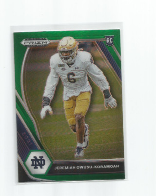JEREMIAH OWUSU-KORAMOAH 2021 PANINI PRIZM DRAFT PICKS GREEN ROOKIE CARD ...
