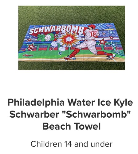 7/28/2024 Phillies Kid's SGA - Water Ice Kyle Schwarber "Schwarbomb ...