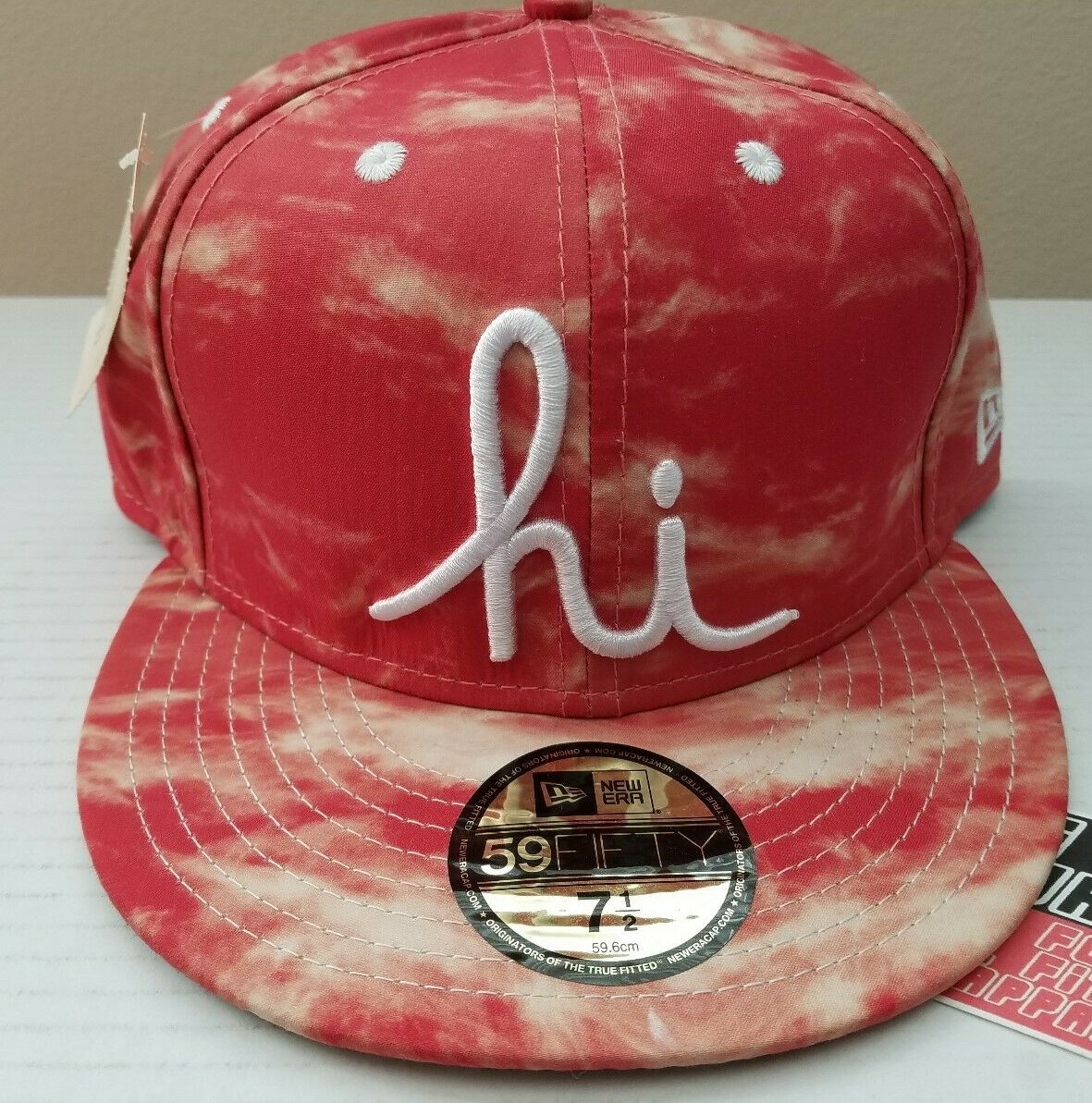 NWT In4mation x New Era x HI Logo Aya Red Clouds fitted hat cap 7 1/2 7 ...