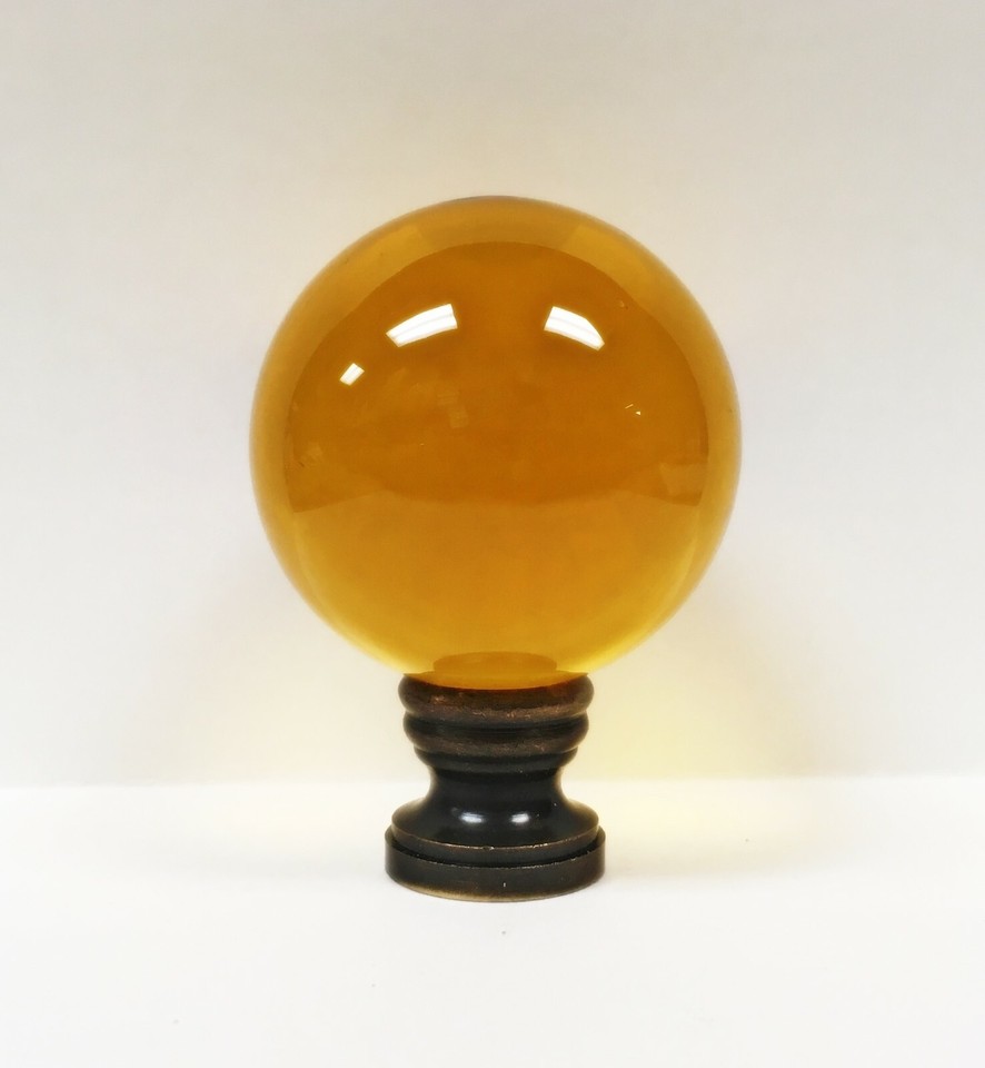 Lamp Finial-LARGE GLASS ORB in 10 Colors-Brass Base, 3 Finishes AB,CH ...
