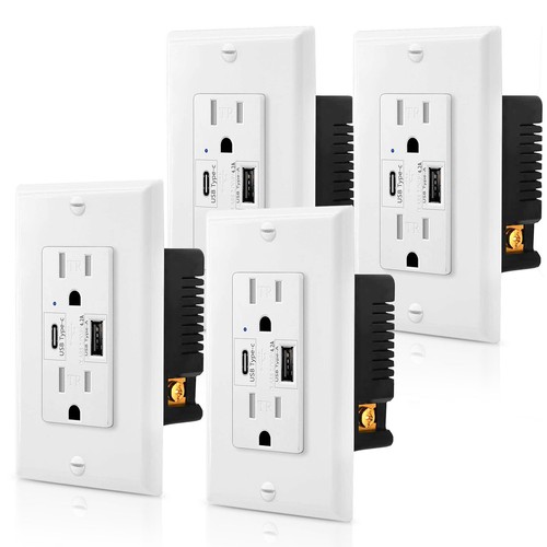 4.2A USB Charger Wall Outlet Tamper Resistant Electrical Receptacle w ...