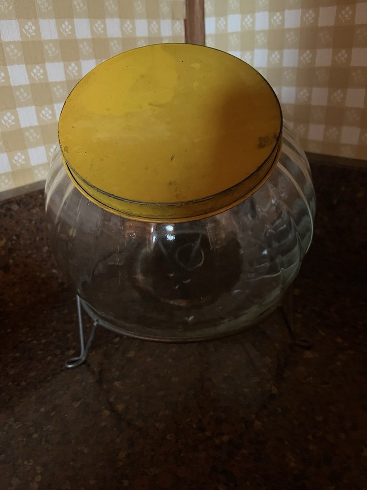 RARE ANTQUE ROUND GLASS APOTHECARY DRUG STORE CANDY JAR RIBBED RIM ...