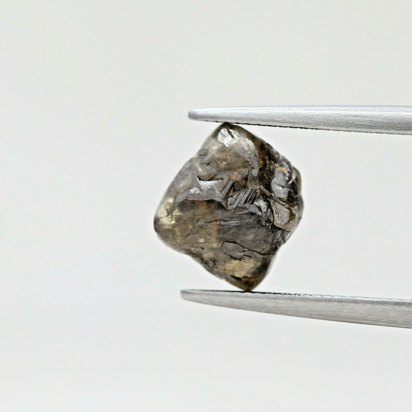 Rare rough diamond 2.76tcw brownish gray sparkling antique octahedron ...