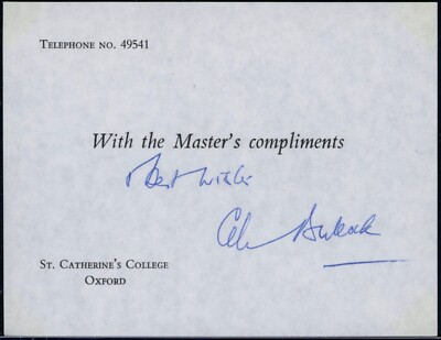 Alan Bullock Autographed Card - St. Catherine's College - Oxford | eBay