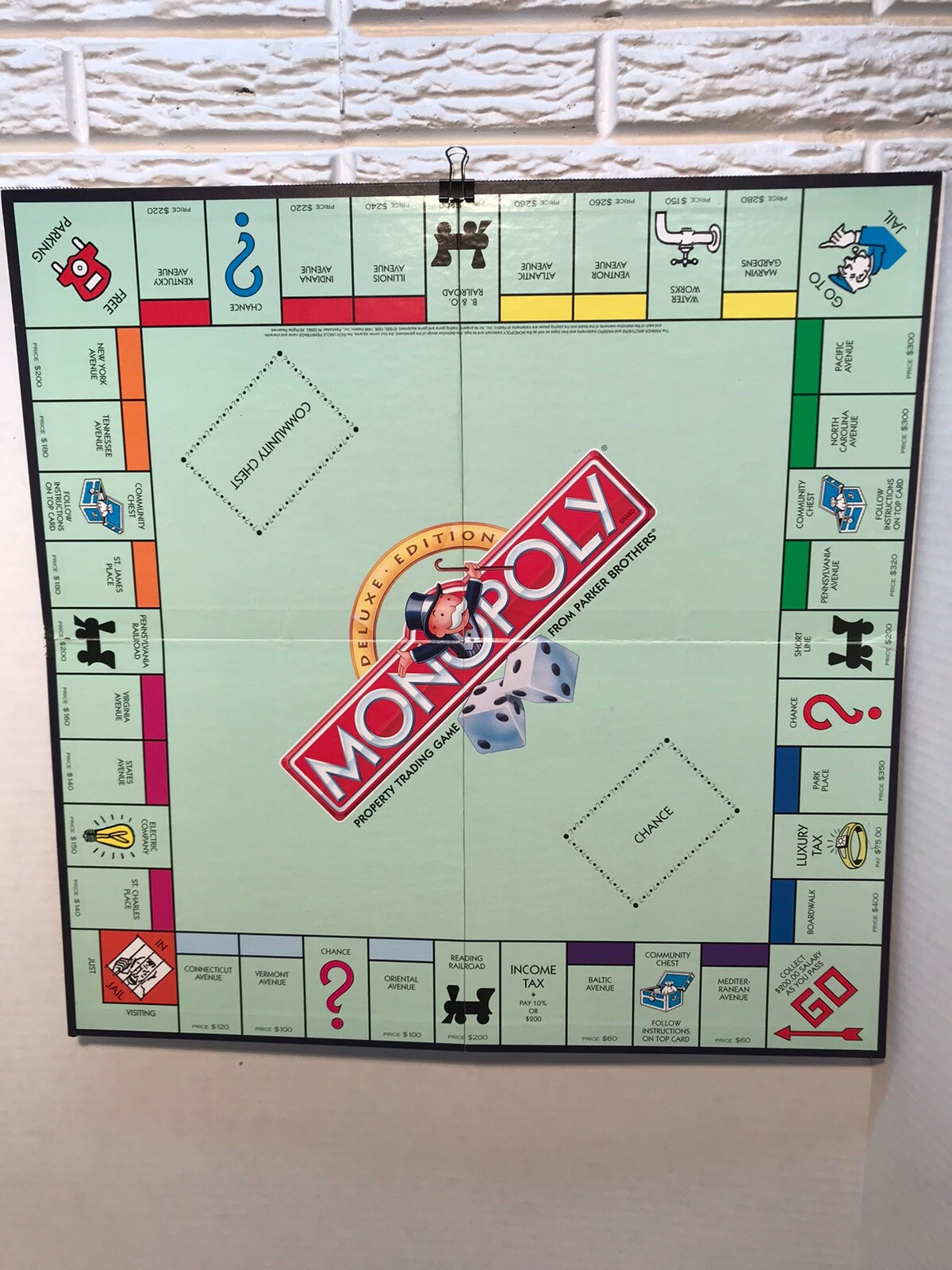 1998 Deluxe Edition Monopoly Game Quad Fold Board Replacement Piece ...