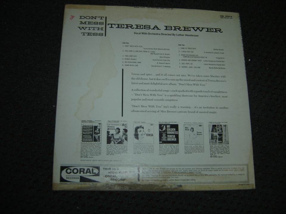 Teresa Brewer - Don't Mess With Tess 1962 USA Mono Orig. G/VG+ | eBay
