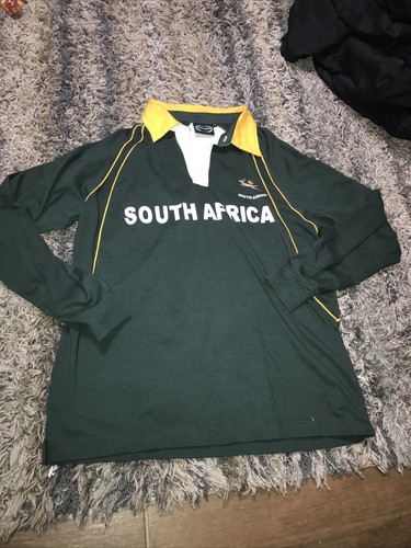 Vintage South African Springboks Rugby Polo Shirt Green Sasol Football ...
