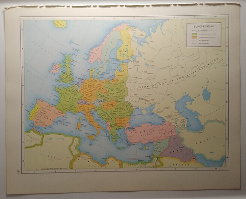 Vintage EUROPE 1922-40 Atlas Map 1962 MSM Rand McNally Cosmopolitan ...