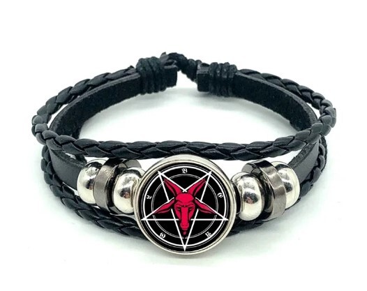 Sigil of Baphomet Inverted Pentagram Satanic Bracelet Goat Devil Occult ...