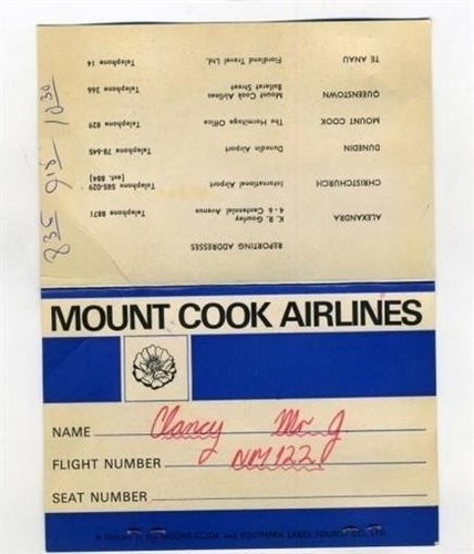 Mount Cook Airlines Ticket & Jacket 1970 New Zealand | eBay