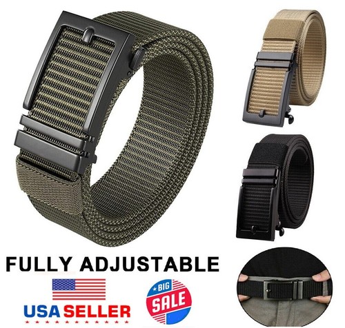 Mens Ratchet Belt Nylon Web Belts for with Automatic Slide Buckle ...