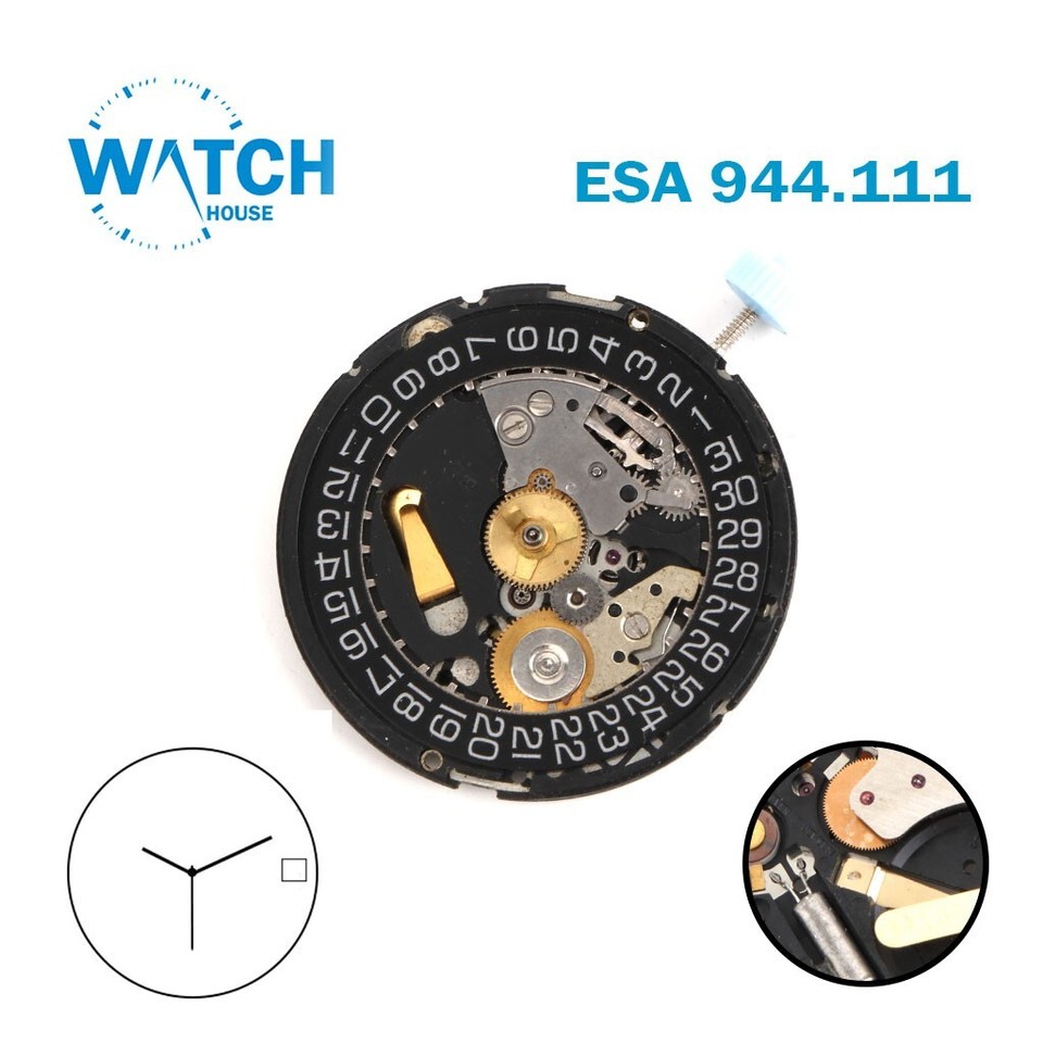 ESA 944.111 Watch Movement SWISS🇨🇭 Made Black Date Disk at 3 | eBay
