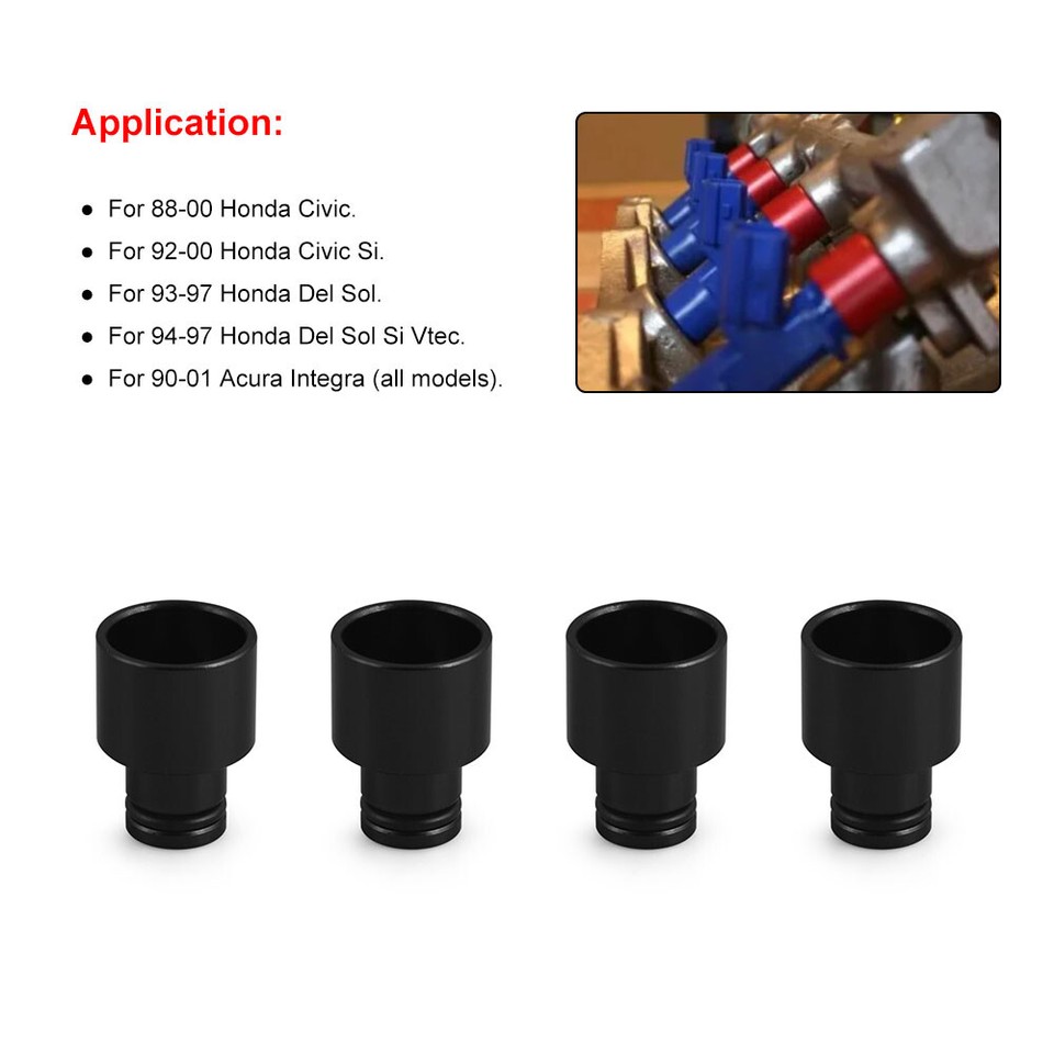 4pc Fuel Injector Top Hat Adapter Fuel Nozzle for Honda Civic 88-00 B16 ...