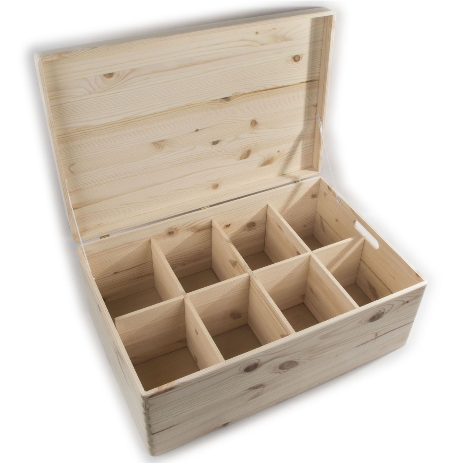 Extra Large Wooden Lidded Storage Chest Trunk Box With 8 Removable ...