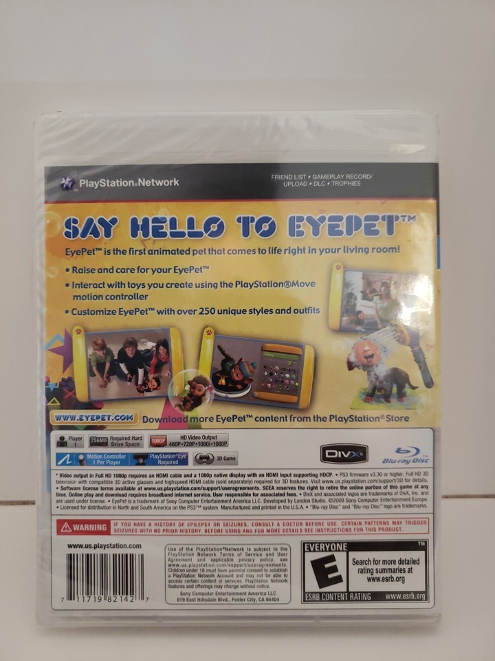 EyePet (Sony PlayStation 3) PS3 GAME NEW SEALED BRING YOUR PET TO LIFE ...
