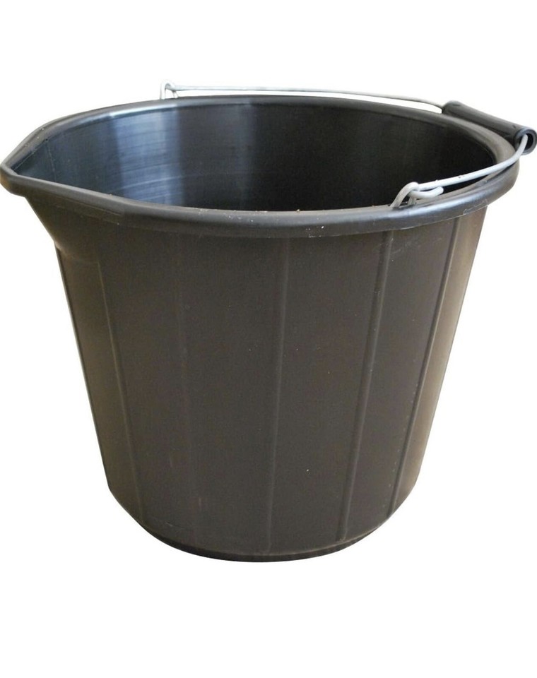 10x Black Bucket 3 Gallon Builders Buckets 14 Litre Strong Plastic ...