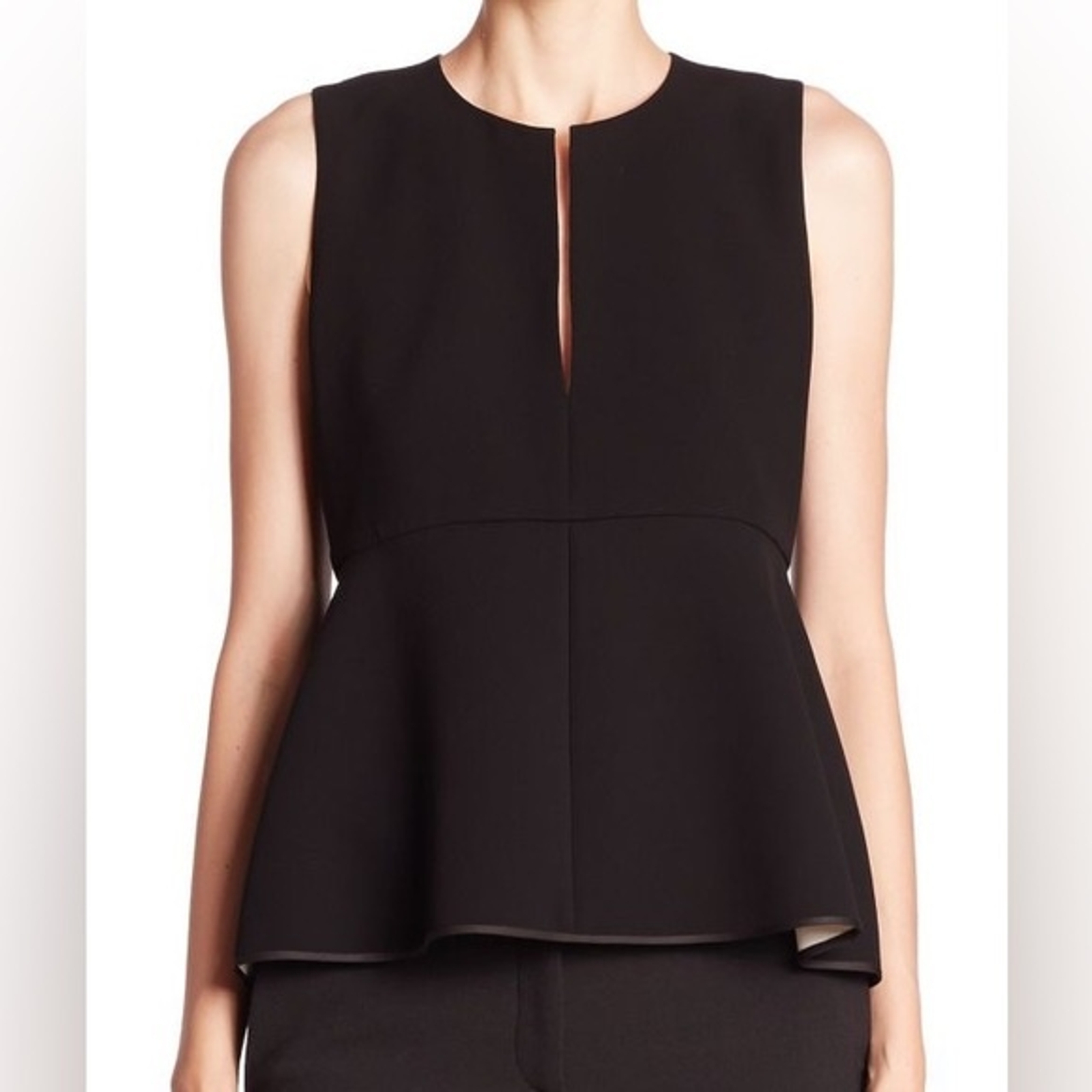 THEORY Crepe Top Ralnaka Bonded Double-Crepe Top Blac… - Gem