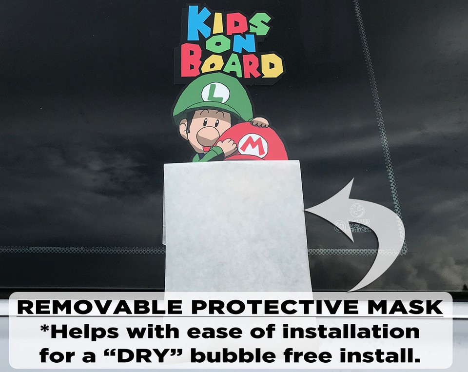 Super Mario Kids On Board Bumper Sticker Decal Sticker Super Mario and ...