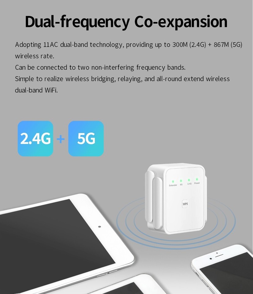 1200Mbps WiFi Range Extender Repeater Wireless Amplifier Router Signal ...