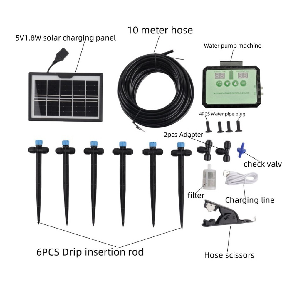 Drip Irrigation Kit 2000mAh Solar Drip Irrigation System for Garden ...