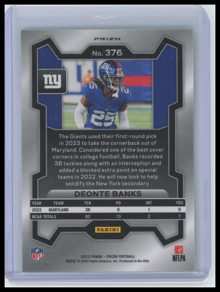 2023 Panini Prizm #376 Deonte Banks Neon Green Pulsar | eBay