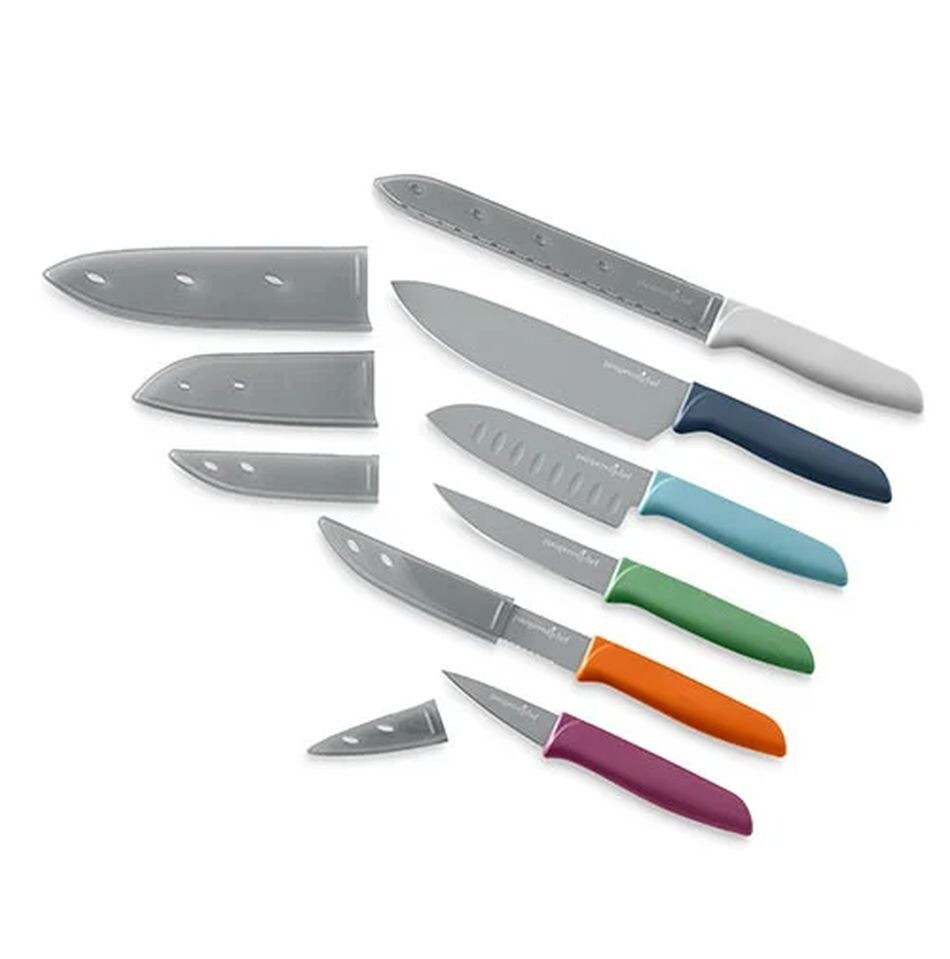 New Pampered Chef COATED KNIFE SET OF 6 Kitchen Tools 100837 Dishwasher ...