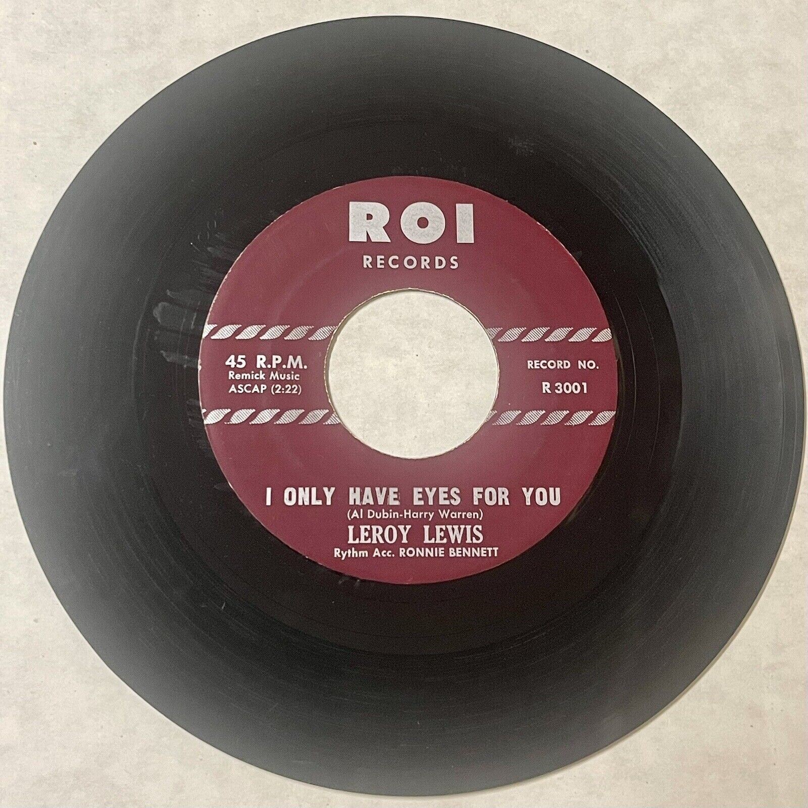 Leroy Lewis 50s LATIN 45 I Only Have Eyes For You / Long Long Ago ROI ...