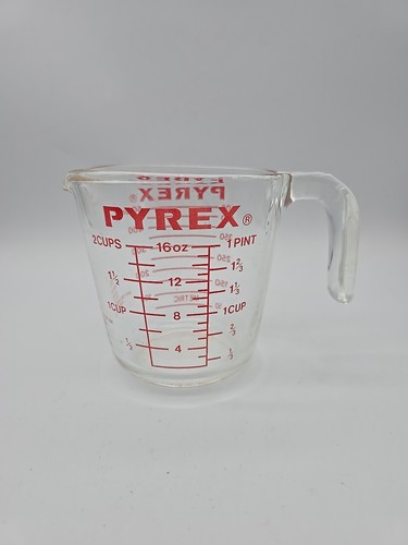 Vintage 2 Cup 16 oz Pyrex 516 Glass Red Letter Measuring Cup Open End ...