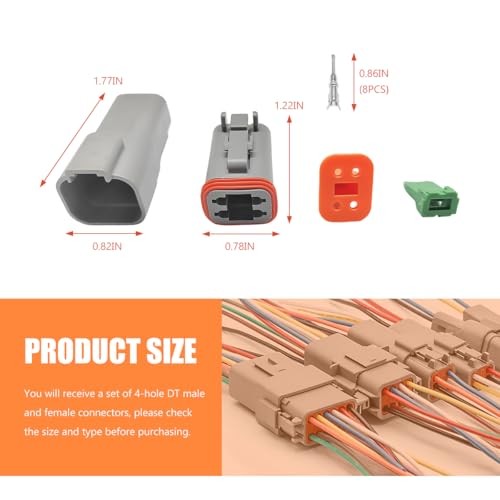 DT Connector Kit, 16 AWG Automotive Waterproof Electrical Plug 4 Way ...
