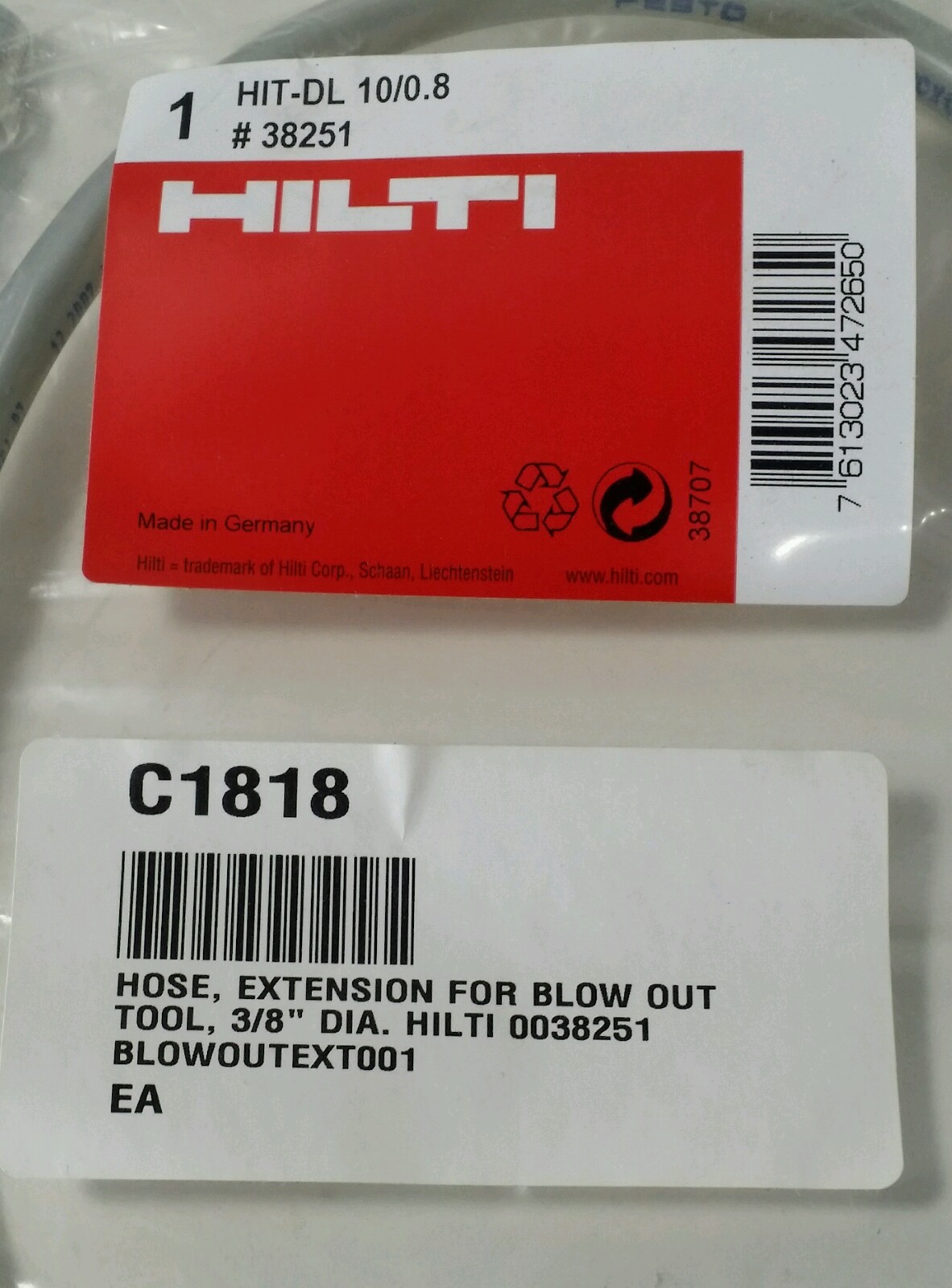 Hilti Extension Hose for Blow-Out Tool Compressor Air Tools Achor Hole ...