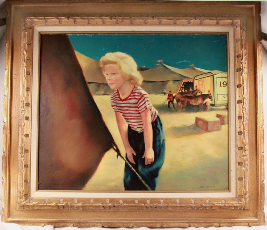 Joseph BODNER (California 1925- 1982) Original Oil Painting "Girl at ...