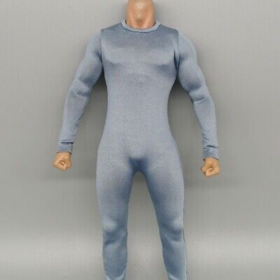 1/6 Blue Grey High Stretch Bodysuit Jumpsuit Fit 12" Strong Muscle ...