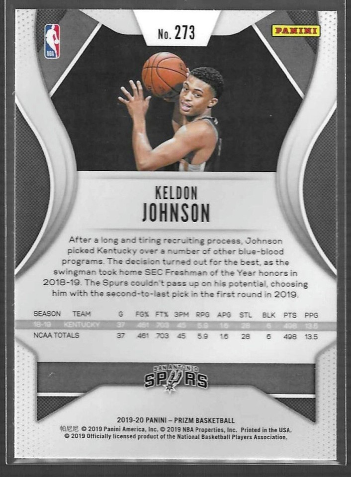 2019-20 Panini Prizm Keldon Johnson Rookie Card RC #273 Spurs | eBay