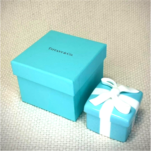 TIFFANY & CO Mini Blue Bow Trinket Gift Box Porcelain EX delivery from ...
