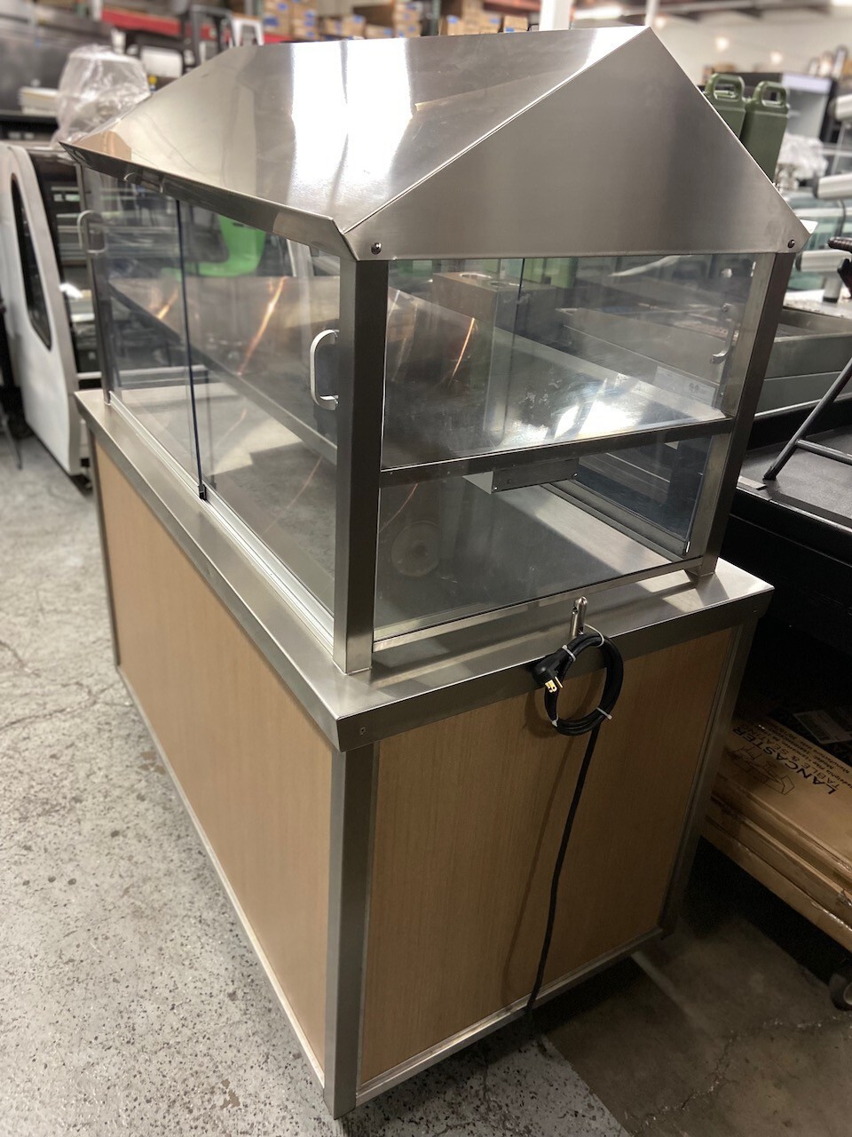 55" x 30" Food Display Cart Heated Pass Thru Top Dry Storage Cabinet ...