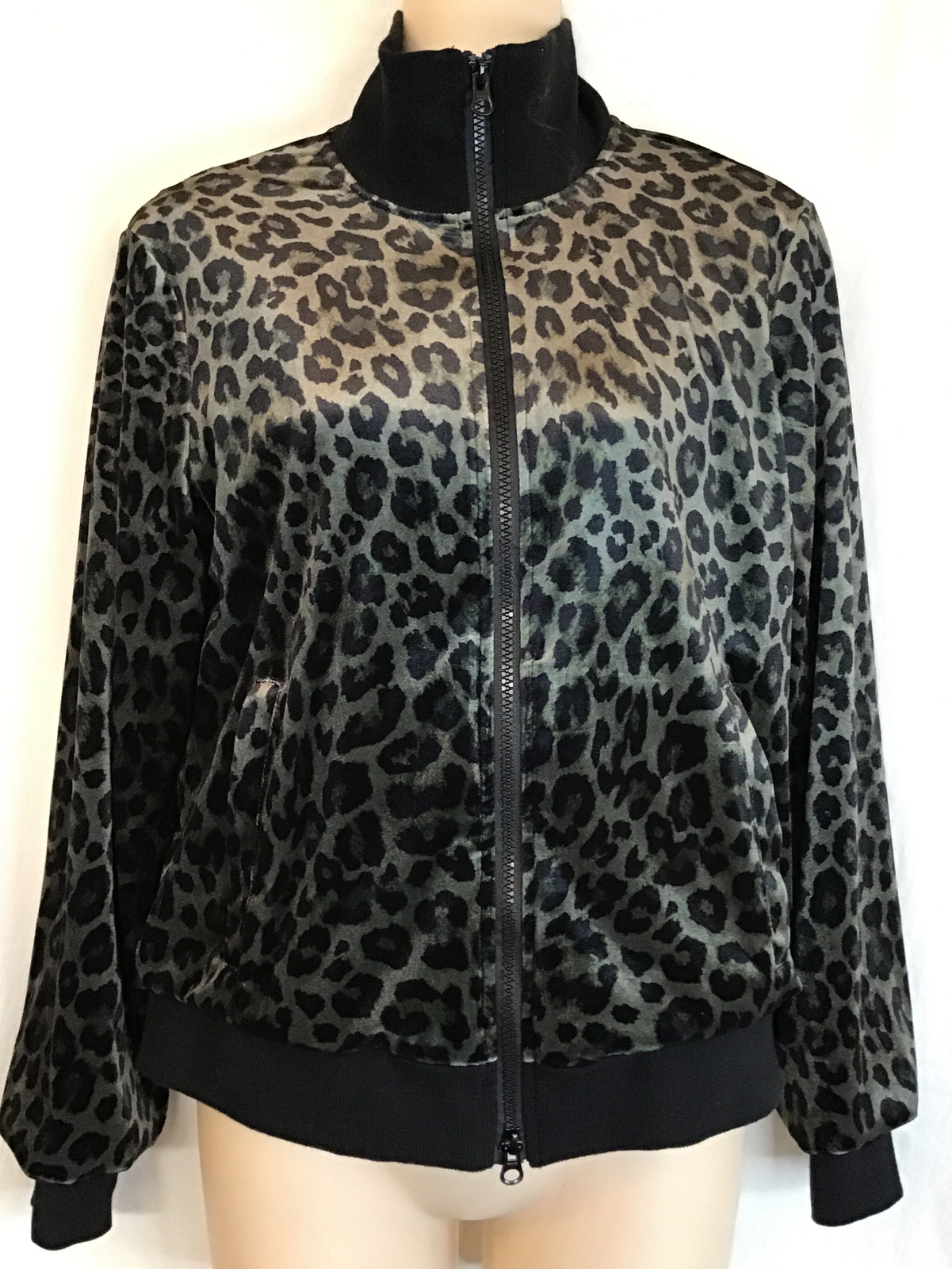 pam and gela Zip Up Track Jacket Green And Black Leop… - Gem