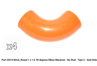 NEW LEGO (x4) ORANGE 25214 Round 1 x 1 d. 90 degrees Elbow Macaroni | eBay