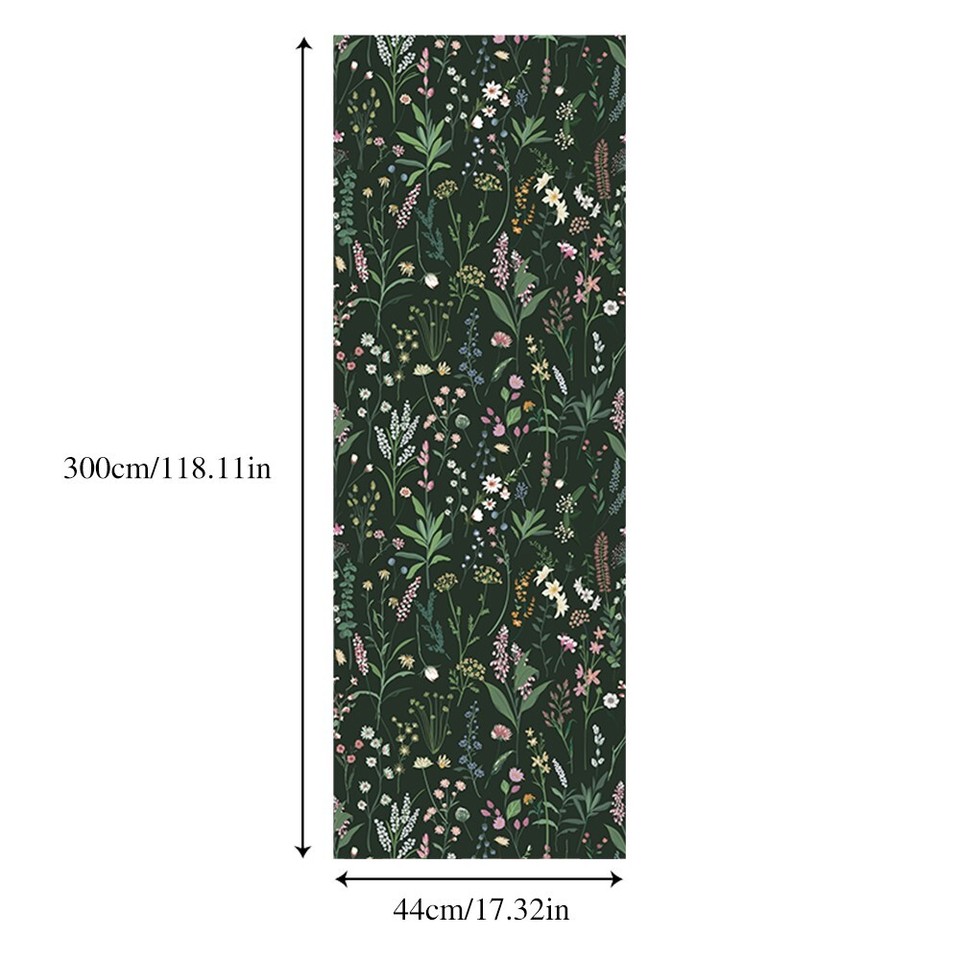Green Floral Wallpaper Peel And Stick Home Decor PVC Cabinet Stickers ...