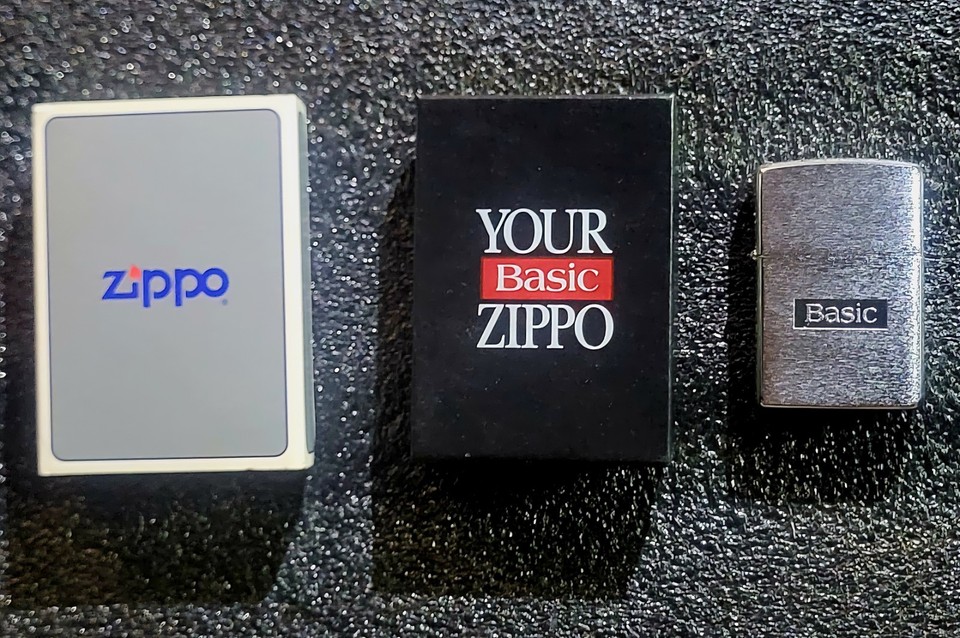 Vintage Rare Zippo Basic Cigarette Brand Limited Edition Brushed Chrome ...