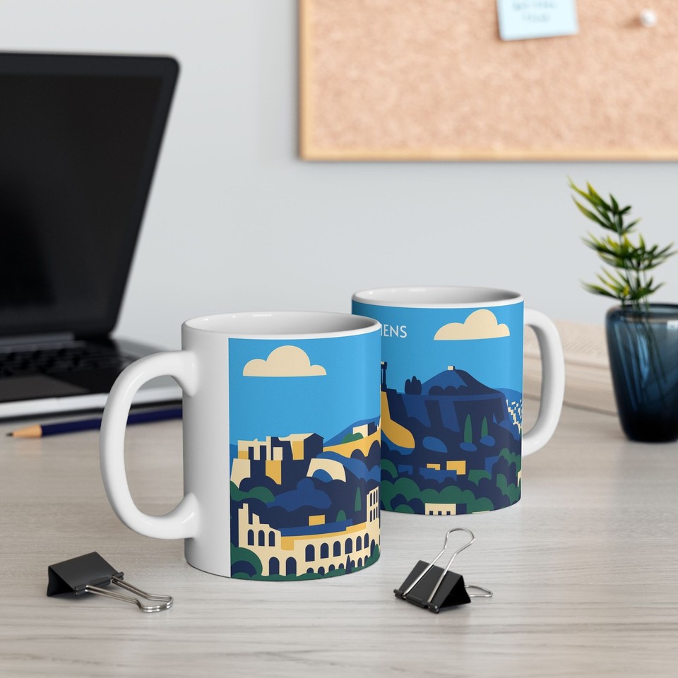 Athens Skyline Acropolis Mug Greece Vintage Travel Poster Ceramic ...